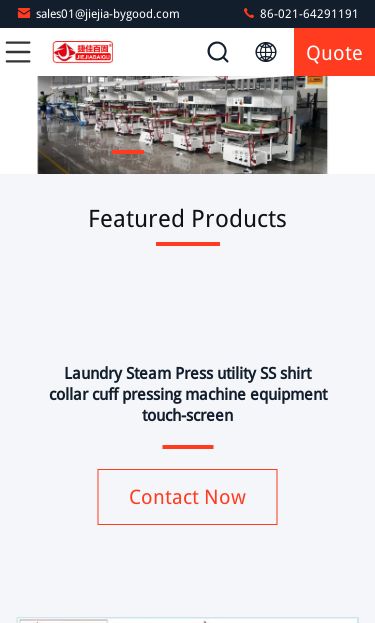 mobile interface of clothpressmachine.com