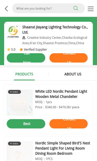 mobile interface of modern-pendantlighting.com