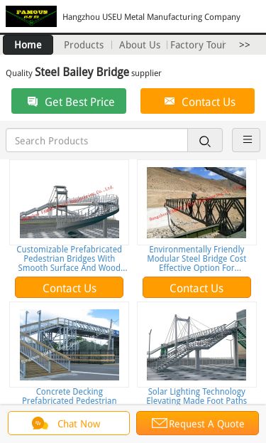 mobile interface of steel-baileybridge.com