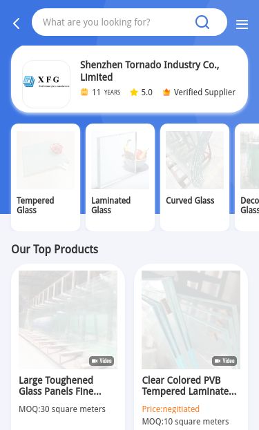 mobile interface of temperedlaminated-glass.com