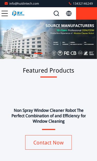 mobile interface of huidintech.com
