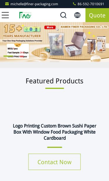 mobile interface of finer-packaging.com