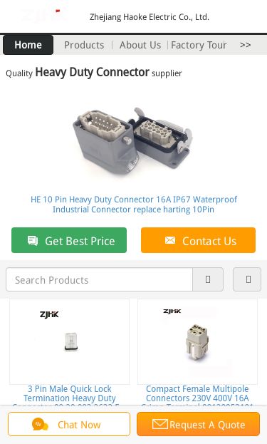 mobile interface of heavyduty-connector.com
