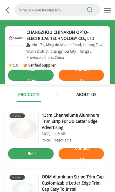 mobile interface of channel-lettercoil.com