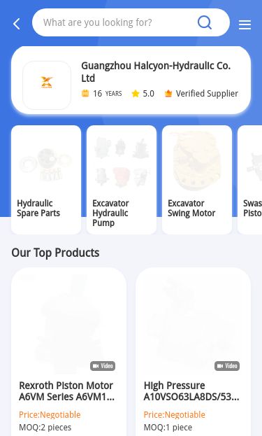 mobile interface of hydraulicmachineryparts.com