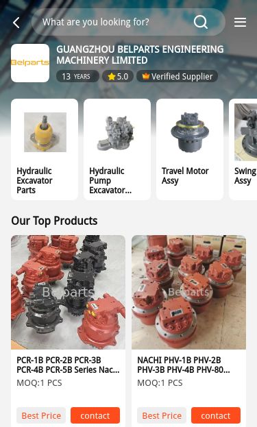 mobile interface of hydraulic-excavatorparts.com