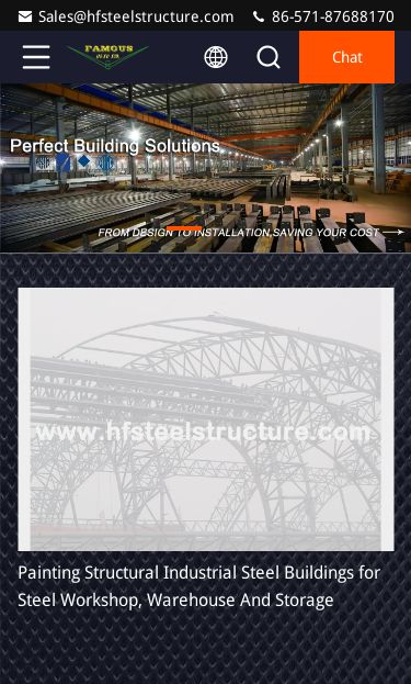 mobile interface of structural-steelbuilding.com