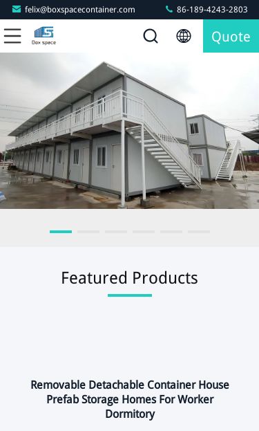 mobile interface of prefabricatedcontainerhouse.com
