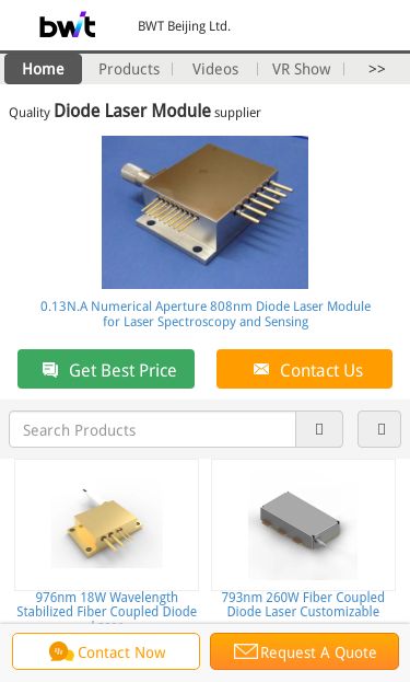 mobile interface of bwt-laser.com