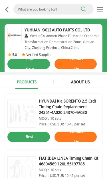 mobile interface of timing-chainkit.com
