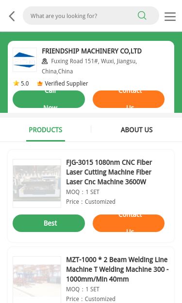 mobile interface of hbeamwelder.com