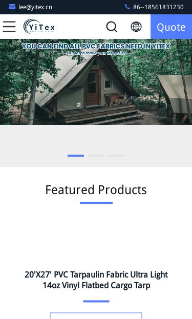 mobile interface of pvc-tarps.com