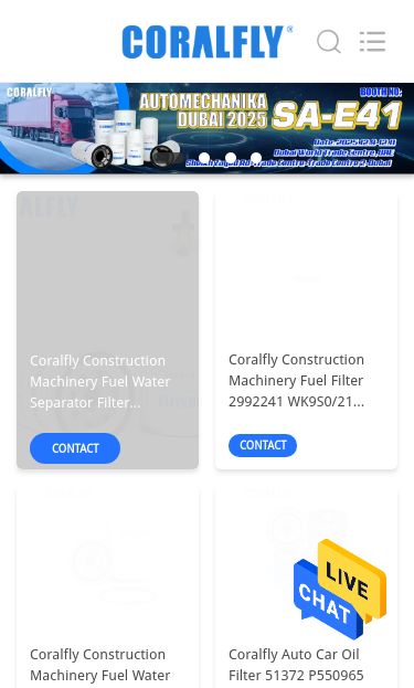 mobile interface of coralfly-filter.com