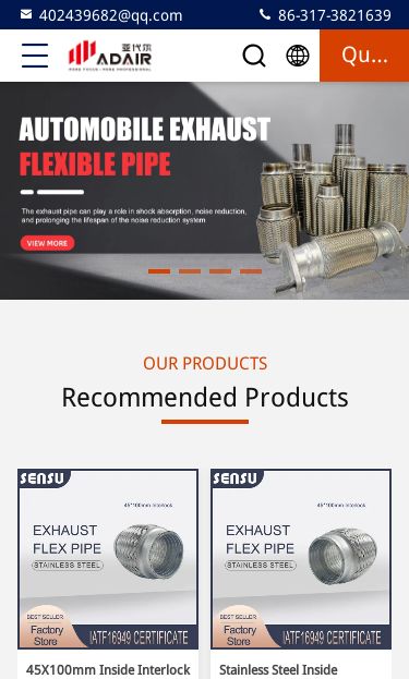 mobile interface of exhausts-parts.com