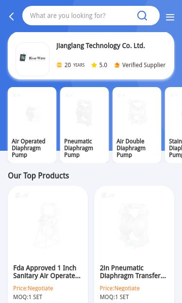 mobile interface of rvdiaphragmpump.com