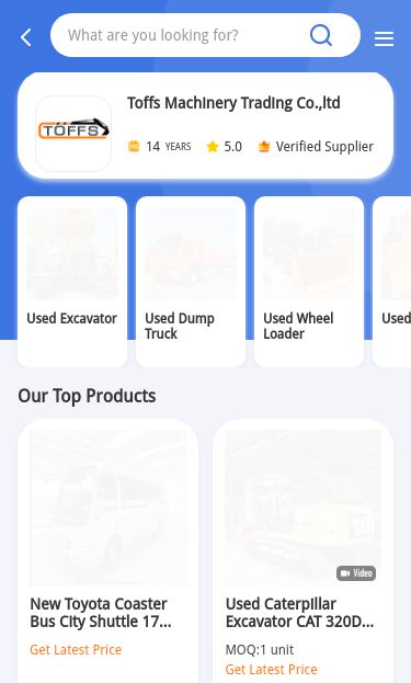 mobile interface of toffsexcavator.com