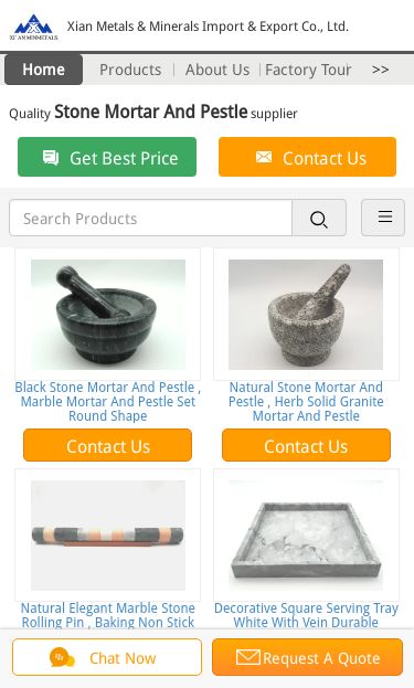 mobile interface of stone-kitchenware.com