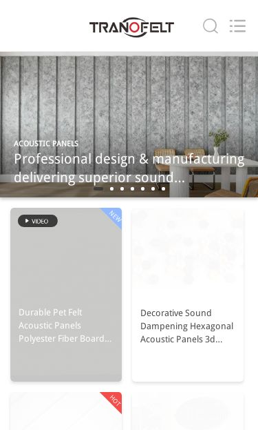 mobile interface of felt-acousticpanels.com