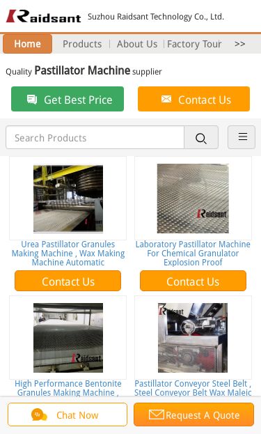mobile interface of pastillator-machine.com