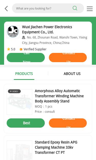 mobile interface of jc-transformer.com