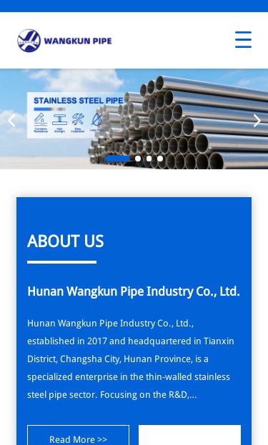 mobile interface of sssteel-pipes.com