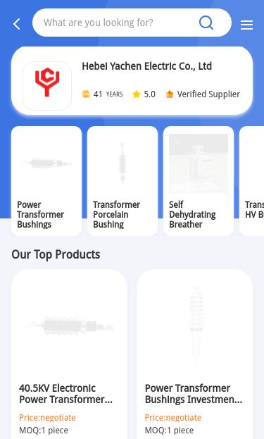 mobile interface of transformersbushing.com