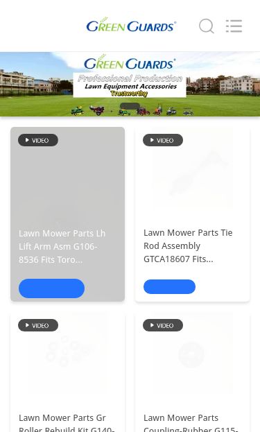 mobile interface of lawnmowersparepart.com