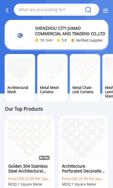 mobile interface of architecturaldecorativemesh.com