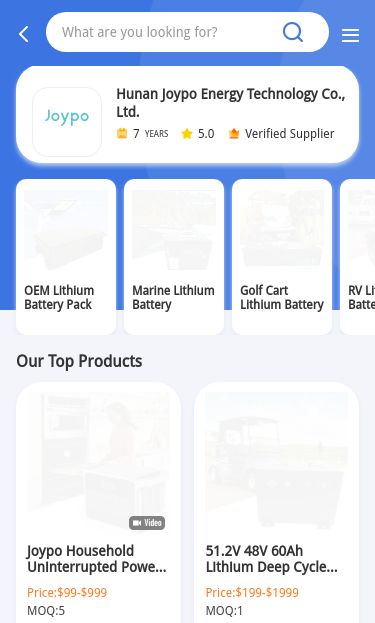 mobile interface of joypo-e.com