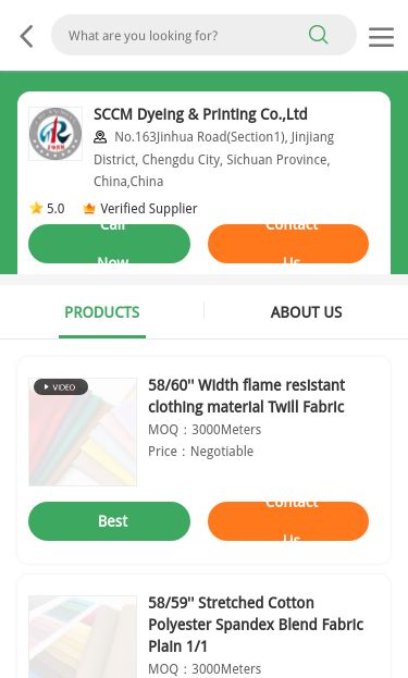 mobile interface of workwear-fabric.com