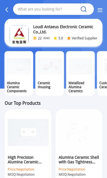 mobile interface of ceramic-component.com