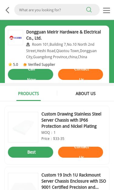 mobile interface of sheet-metalfabs.com