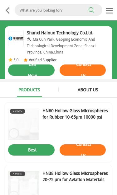 mobile interface of hollow-microspheres.com