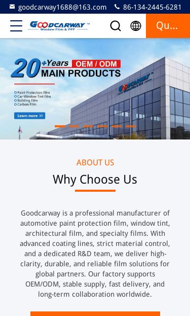 mobile interface of goodcarwayfilm.com