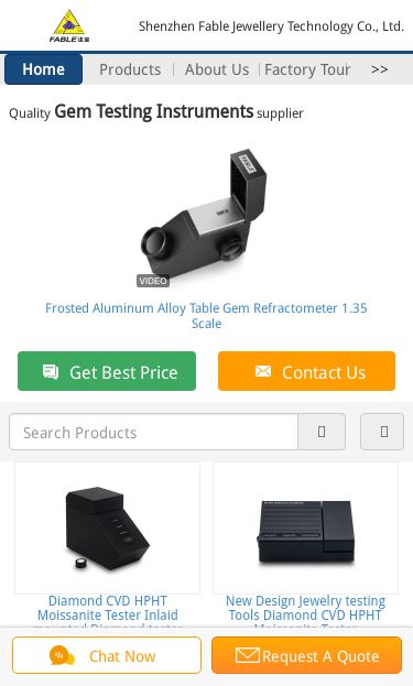 mobile interface of gemtestinginstruments.com
