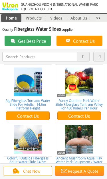 mobile interface of waterpark-equipment.com