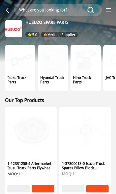 mobile interface of trucksparesparts.com