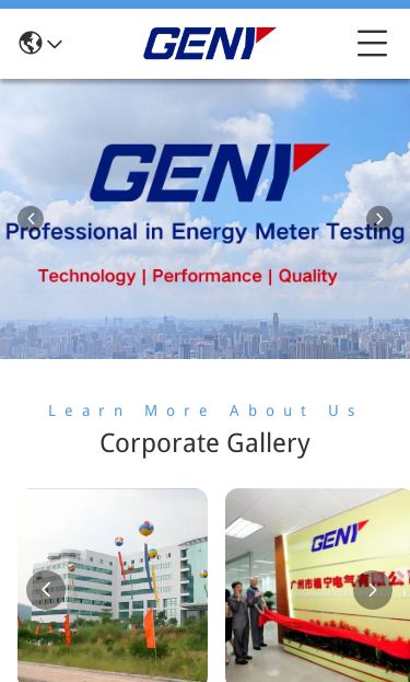 mobile interface of meter-testsystem.com