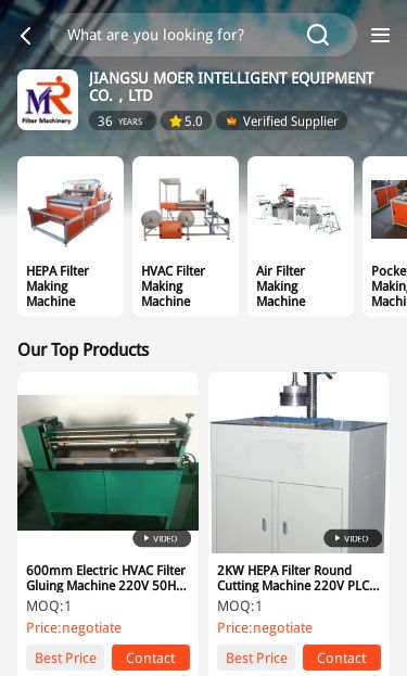 mobile interface of filter-makingmachines.com