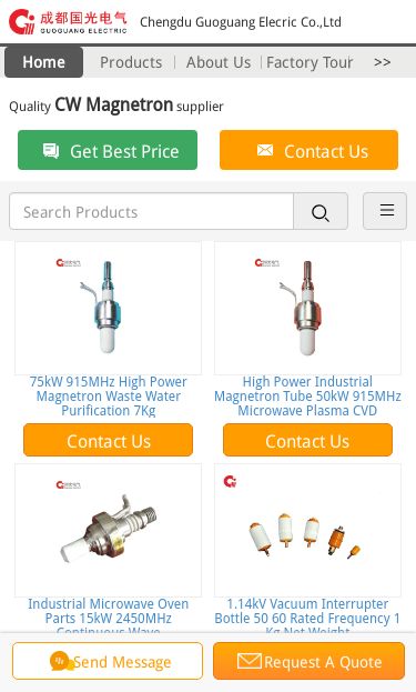 mobile interface of cwmagnetron.com