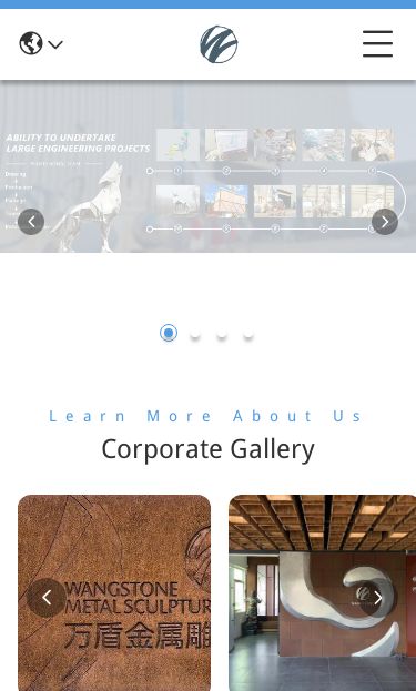 mobile interface of chinametalsculpture.com