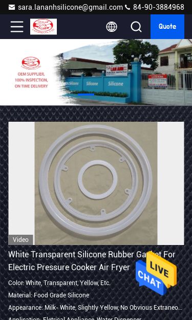 mobile interface of rubbersiliconeparts.com
