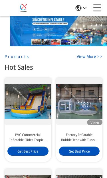 mobile interface of kidsinflatablebouncehouse.com