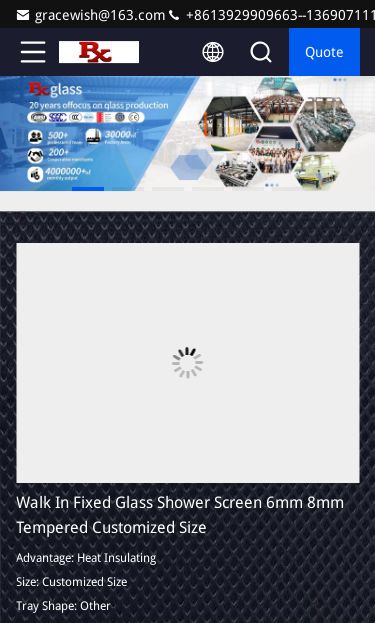 mobile interface of buildingtemperedglass.com