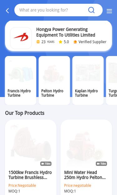 mobile interface of hydraulic-turbine.com