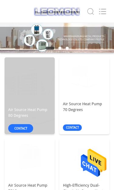 mobile interface of air-sourceheatingpump.com