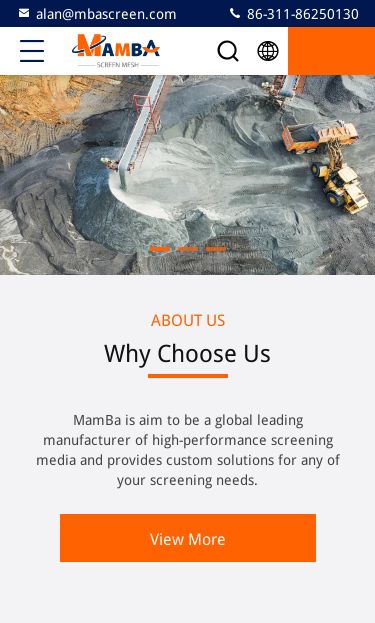 mobile interface of quarryscreenmesh.com