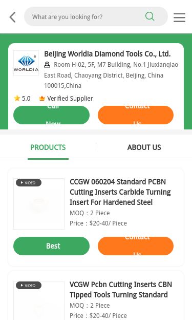 mobile interface of worldiacuttingtools.com