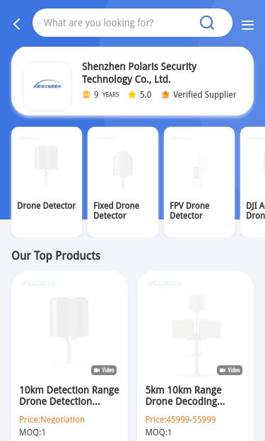 mobile interface of dronesdetect.com