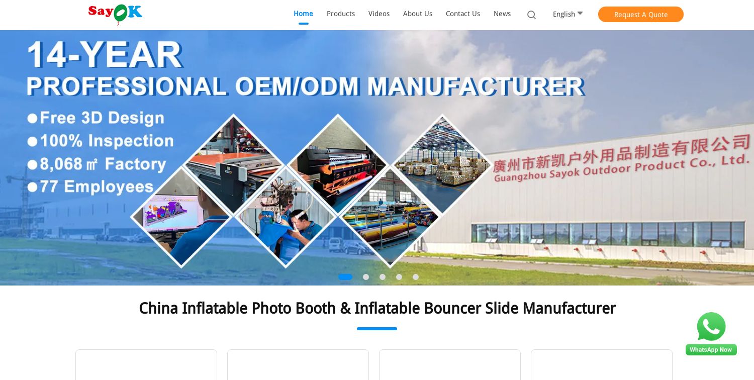 pc interface of sayok-inflatables.com